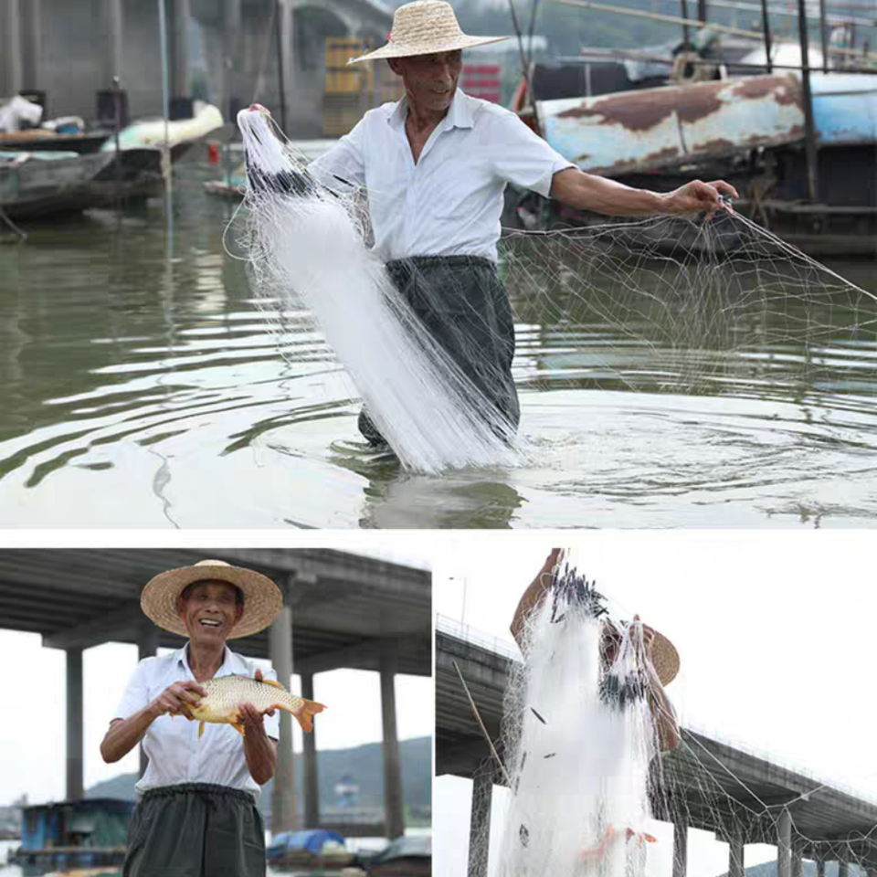 Fishing Net 100ft 3 Layers Monofilament Fishing Gill Net Float Mesh ...