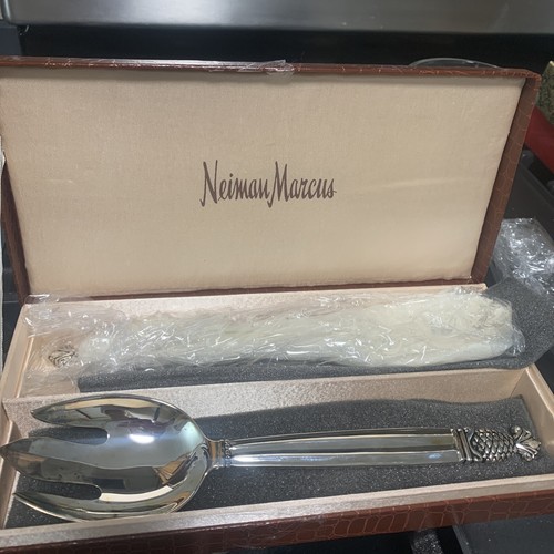 Neiman Marcus Pineapple Hospitality Silver Plated Serving Spoon & Fork ...