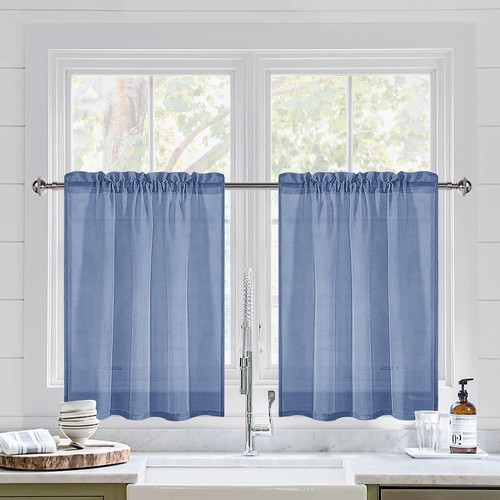 Sheer Curtains Semi Transparent Voile Rod 36"W x 36"L Pack of 2 Dusty ...
