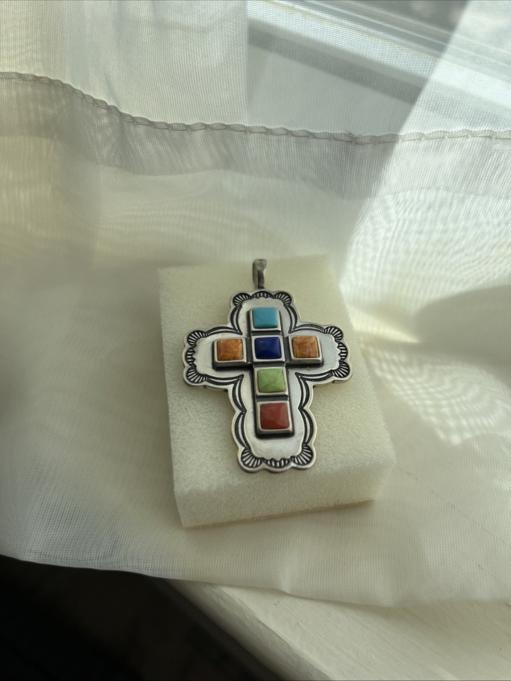 WOW Southwest Don Lucas High Desert Sterling 925 Gemstone Concho CROSS ...