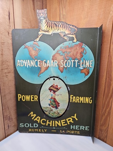 ADVANCE GAAR SCOTT LINE METAL DOUBLE SIDED SIGN La Porte VERY RARE ...