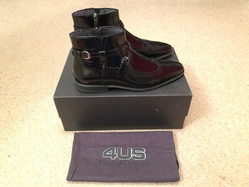 BNWB CESARE PACIOTTI 4US Black Leather Zipped Ankle Boots Size UK 7 EU ...