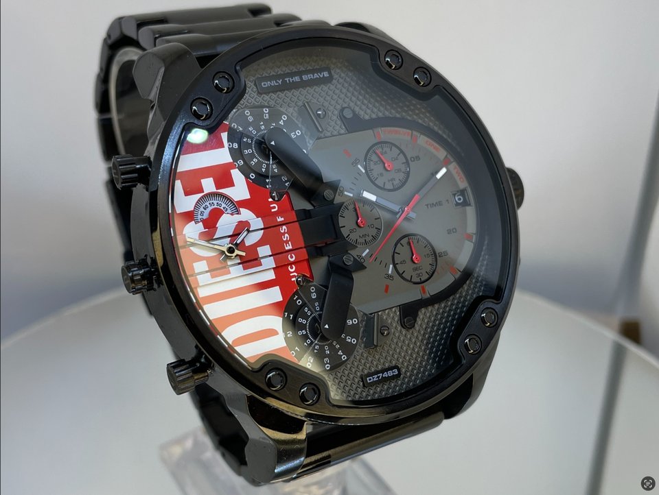 2025 NEW Diesel Men's MR. DADDY 2.0 Black Red Stainless Steel WATCH ...