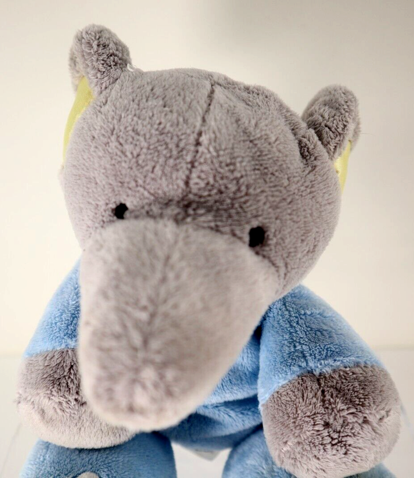 Soft Snuggie Plush Rattle Toy Elephant Baby 9" Blue Satin Crinkle Ears ...