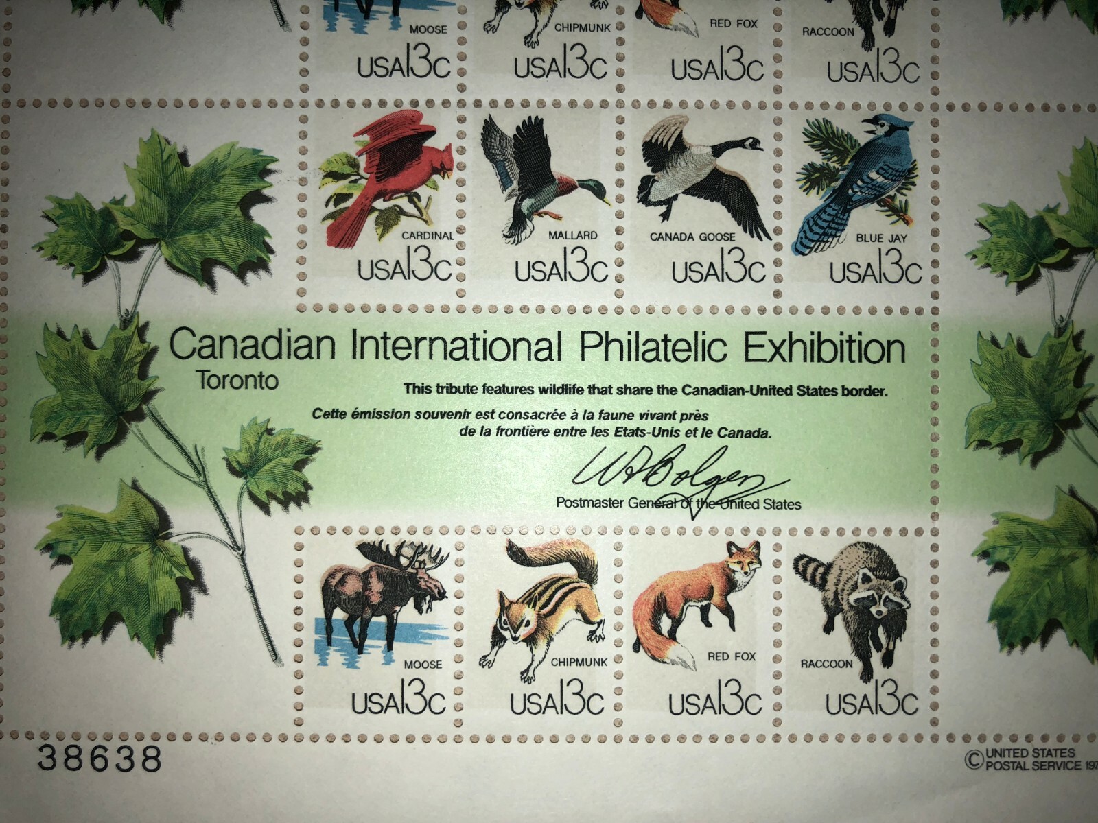 COMPLETE SHEET: 48 Canadian Philatelic Exhibition STAMPS, 13 CENT, MINT ...