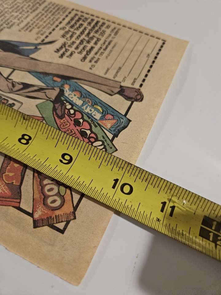1981 Willy Wonka Magic Card Trick KIT Print Ad Candy Wrapper Promo Cut ...