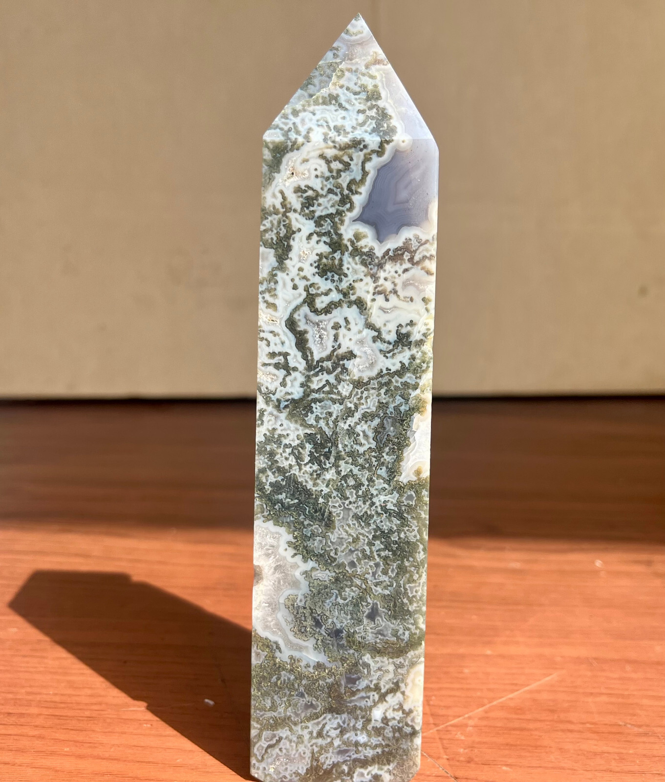 521g natural water grass agate crystal quadrangle column healing | eBay