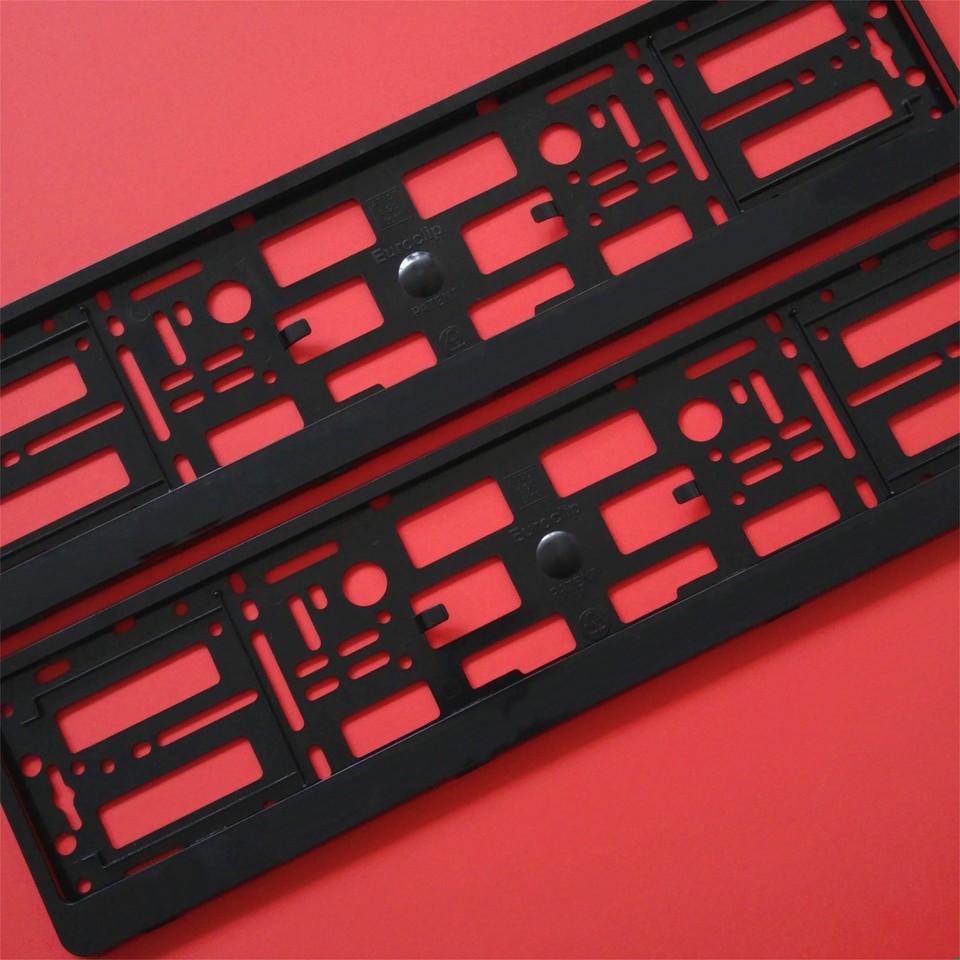 PAIR Black for AMG Brabus Mercedes Benz car REGISTRATION PLATE HOLDERS ...