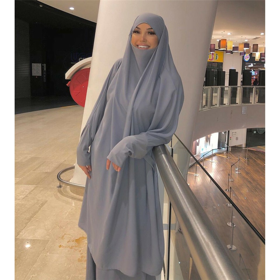 Ramadan Muslim Women Prayer Dress Khimar Caftan Skirt Set Abaya Kaftan ...