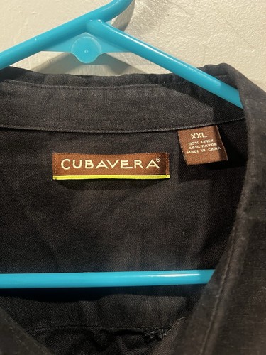 Cubavera Mens Black Linen Blend Button Down Short Sleeve Shirt Sz.XXL ...