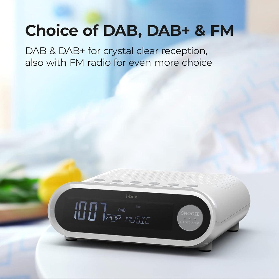 i-box Sunrise Bedside Alarm Clock with DAB Radio - White | eBay UK