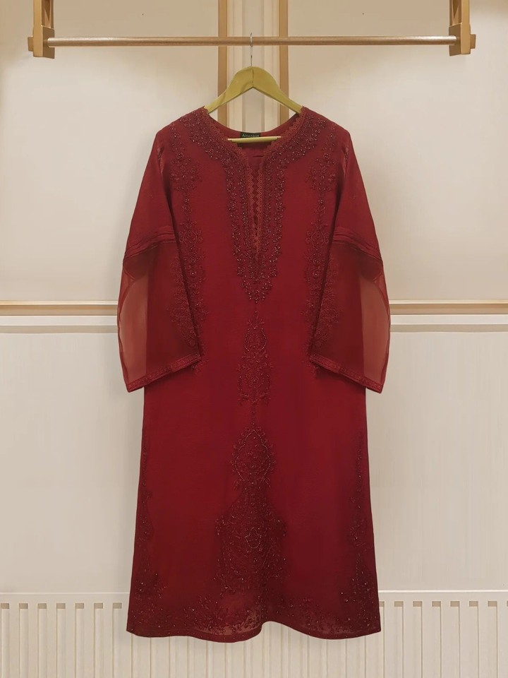 Agha Noor PURE HANLOOM COTTON NET SHIRT WITH PURE ORGANZA DUPATTA AND ...