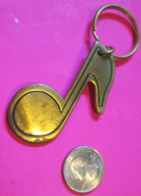 Russ Vintage Brass MUSIC NOTE Key Ring Taiwan Gold Tone Metal Keychain ...