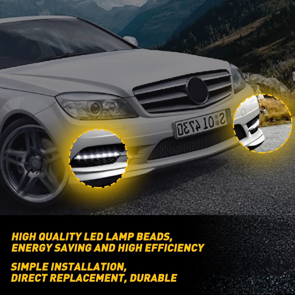 LED Daytime Running Fog Lights For Mercedes 2007-2014 W204 C250 C300 ...