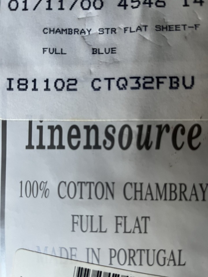 Full Sheet 100% Cotton Chambray Blue White Stripe Made in Portugal ...