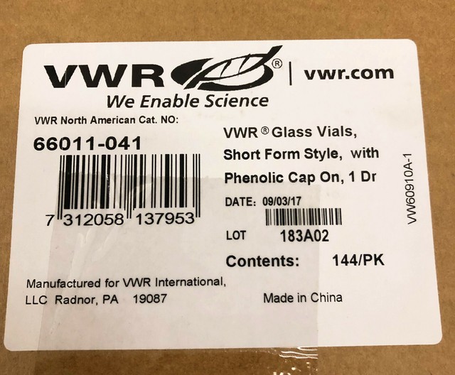 VWR Glass 4ml 15 X 45mm Borosilicate Sample Vial Molded Screw Cap (case ...