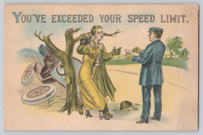 POSTCARD ~ "YOU'VE EXCEEDED YOUR SPEED LIMIT" Humor Auto Accident | eBay