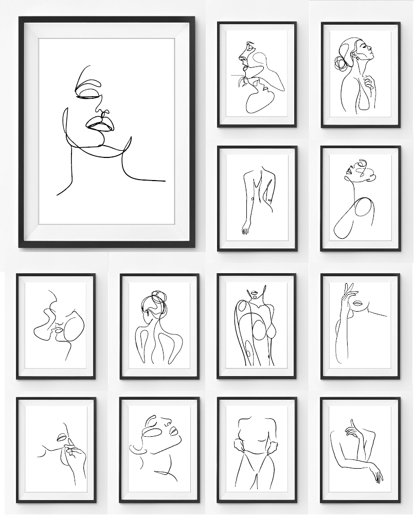 One Line Prints Modern Wall Art Minimalist Design Fashion Stylish ...