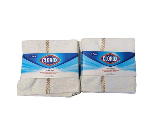 2 PACKS OF 3 Clorox Scrubber Dish Cloth Antimicrobial 12"" Bleach Safe ...