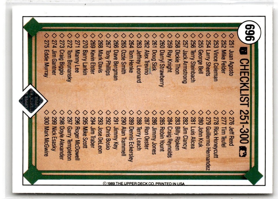 1989 Upper Deck Checklist: #696 Baseball Card | eBay UK