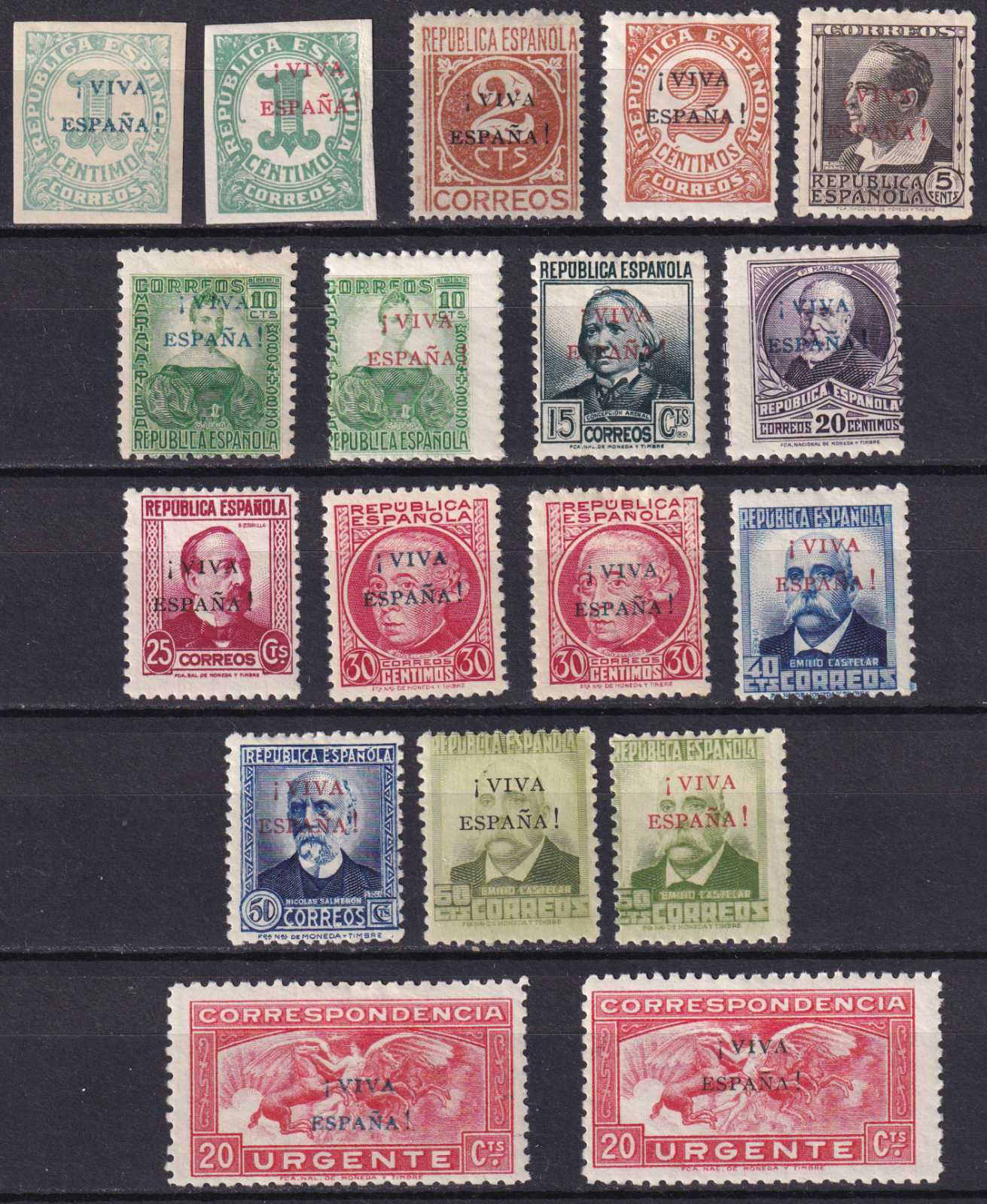 SCW Patriotic Stamps Orense Edifil 1/18 Republican stamps overprinted ...