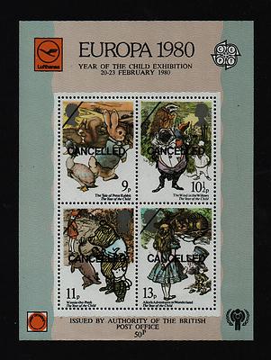 CANCELLED YEAR OF CHILD EUROPA 1980 OVERPRINT MS MINIATURE SHEET SG1091 ...