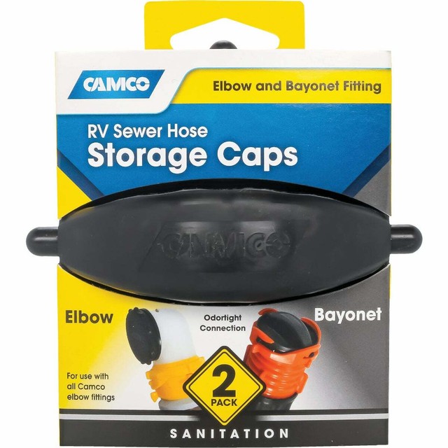 RhinoFLEX RV Sewer Hose Storage CAMCO 39753 Caps Fitting Fit Drain Seal ...