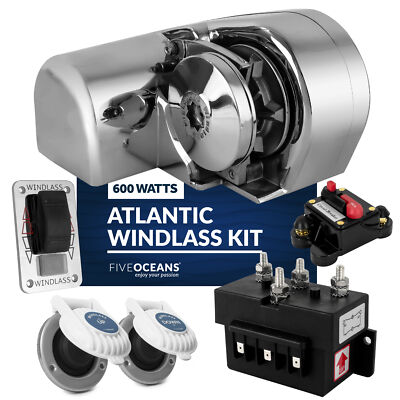 Horizontal Windlass Kit, Boat Anchor Windlass Atlantic 600 Watts, 12V ...
