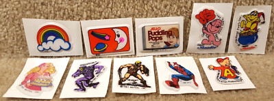 10 Puffy Stickers 1984 He Man Skeletor Spiderman Barbie Alvin Chipmunks ...