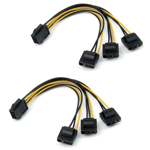 2pcs PCIe 6pin Female to 3 Molex IDE 4pin Female Graphic Card Power ...