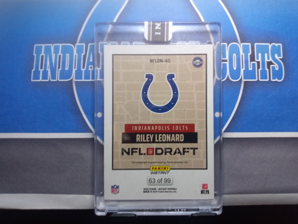2025 Panini Instant Draft Day. Riley Leonard. Autograph # /99. Card # ...
