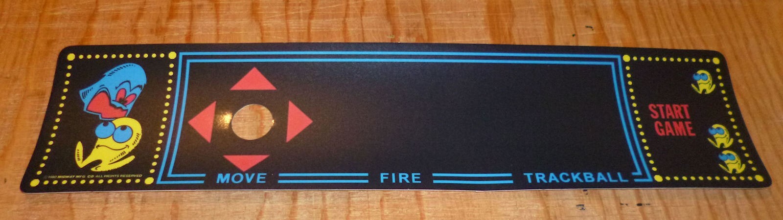 Multicade Pac Man Control Panel Overlay 3 inch trackball 2 1/4 Die Cut ...