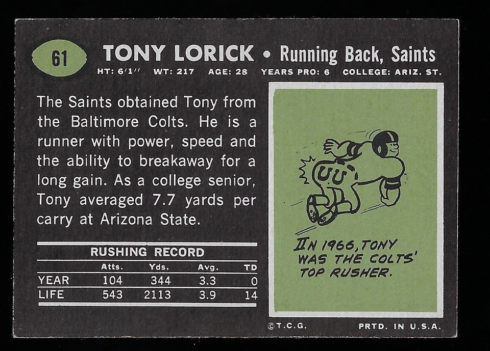 1969 Topps Set-Break # 61 Tony Lorick | eBay