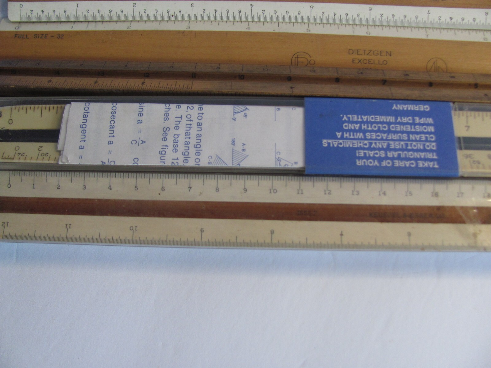 Lot of Five Drafting Mechanical Engineer Rulers Triangle Dietzgen ...