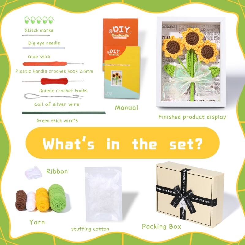 DIY Crochet Kits For Crochet Pack with Yarn DIY Handcrafted Accessory ...