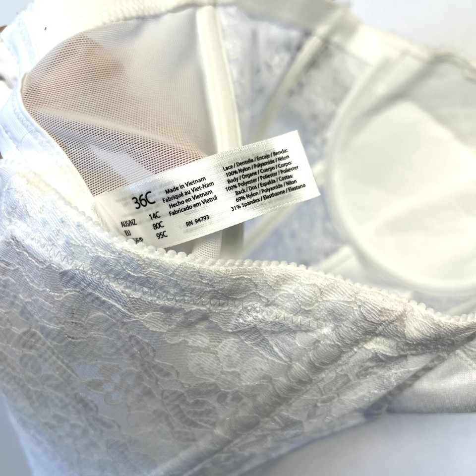 NWT White 36C Dominique Longline Lace Torsolette Bra - Women's # 8949 ...