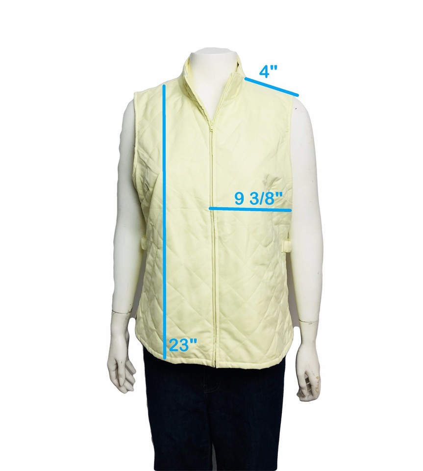 Orvis Women's Quilted Pale Yellow Microfiber Full Zip Vest Size Small ...