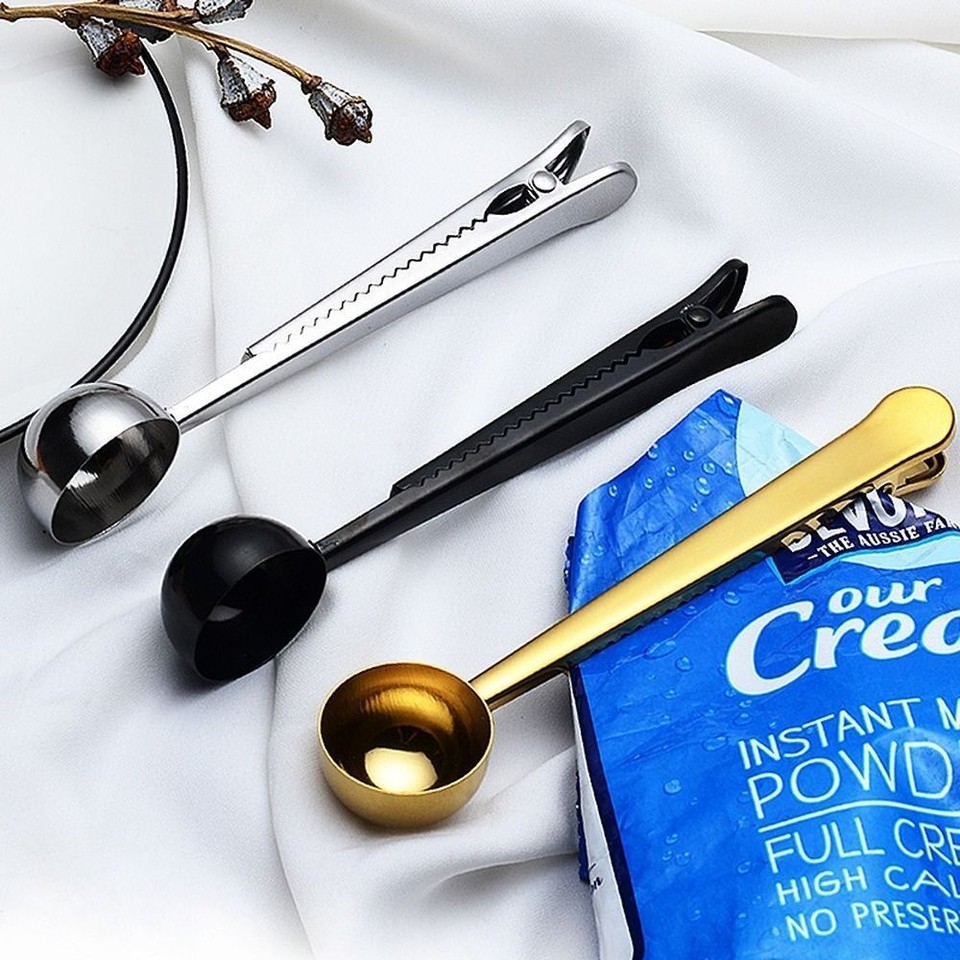 Stainless Steel Coffee Spoon With Bag Clip 2-in-1 Spoon Bag Clip Coffee ...