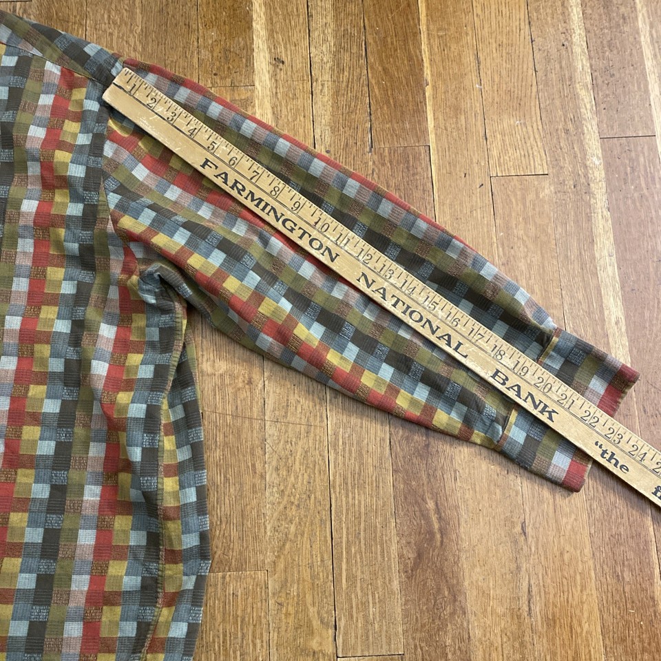 Norm Thompson Shirt Mens XXL Multicolor Check Modern Art Classic Button ...