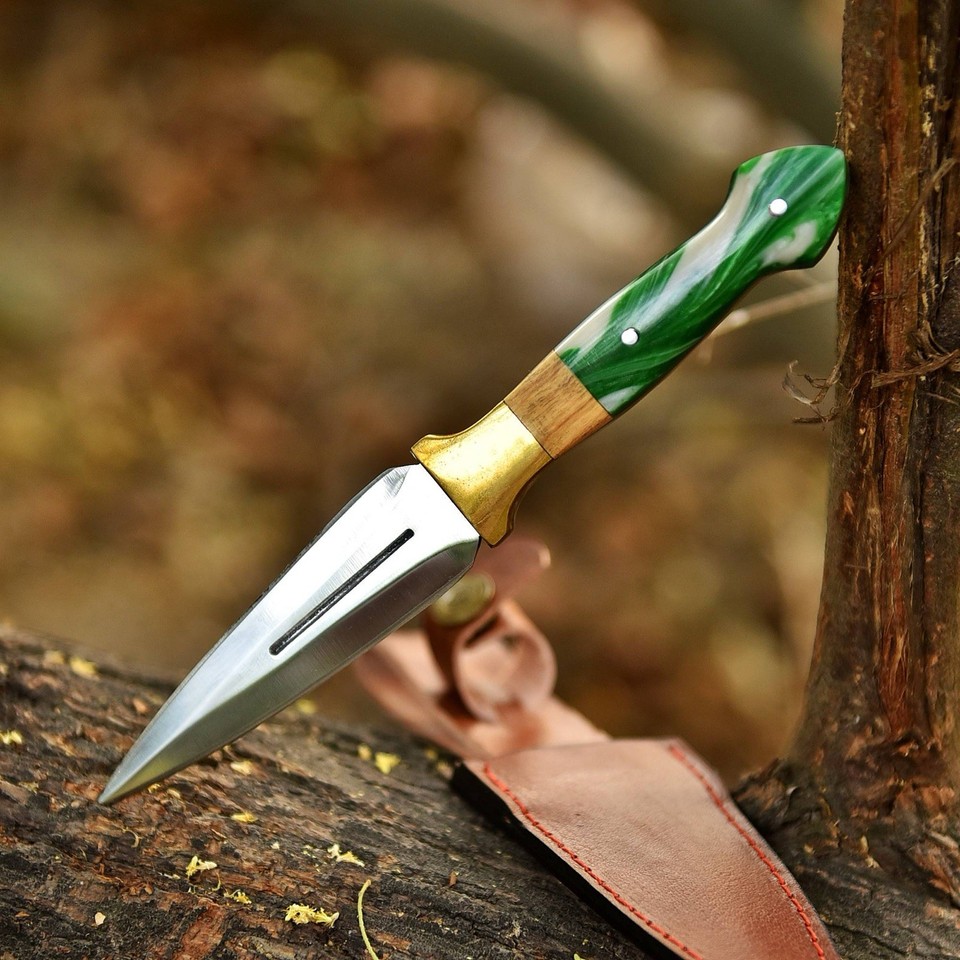 EDC Handmade Double Edge Fix Blade Dagger Boot Knife Full Tang Hunting ...