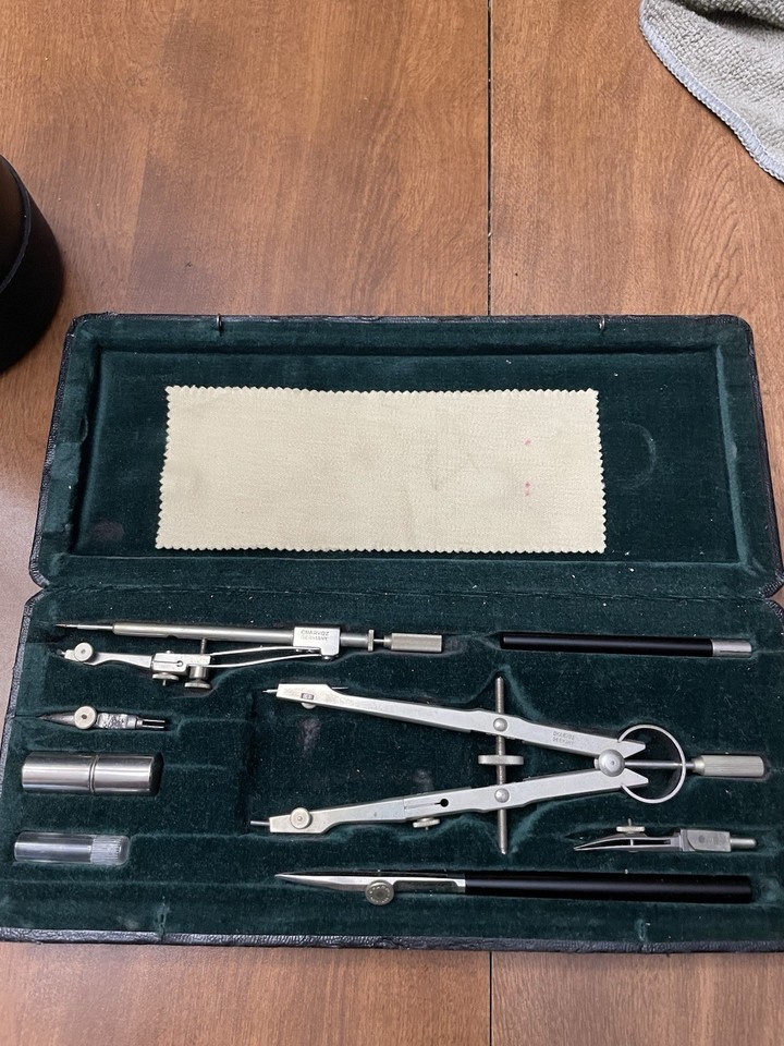 Vintage CHARVOZ-ROOS Drafting Tool Compass Set in Velvet-Lined Case ...