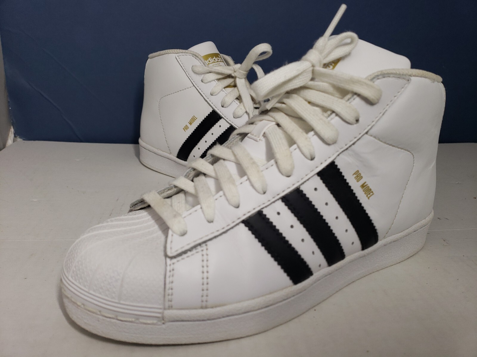 Adidas superstar hightops PRO MODEL White Shell Toe Sneakers Mens Size ...