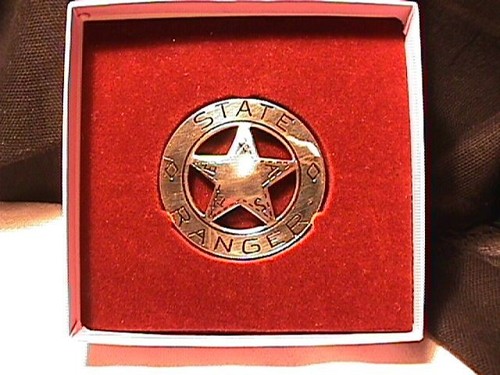 "TEXAS STATE RANGER" STERLING FRANKLIN MINT BADGE 1987 PRSENTATION ...