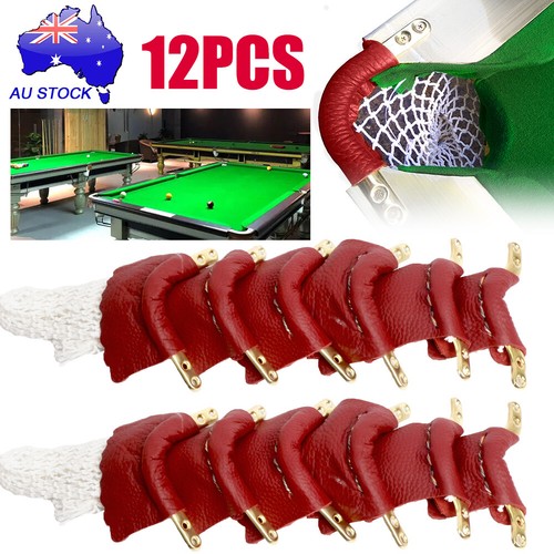 12pcs Leather Snooker Table Net Pockets Set Replacement Billiard Pool ...