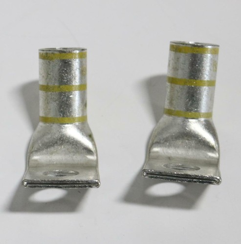 Panduit LCA250-12F-X Lot of 2 250MCM Copper Lugs, Bent 90 Degrees, 1/2 ...