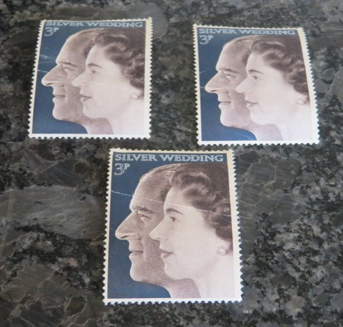3 Vintage Silver Wedding 3p Stamps | eBay