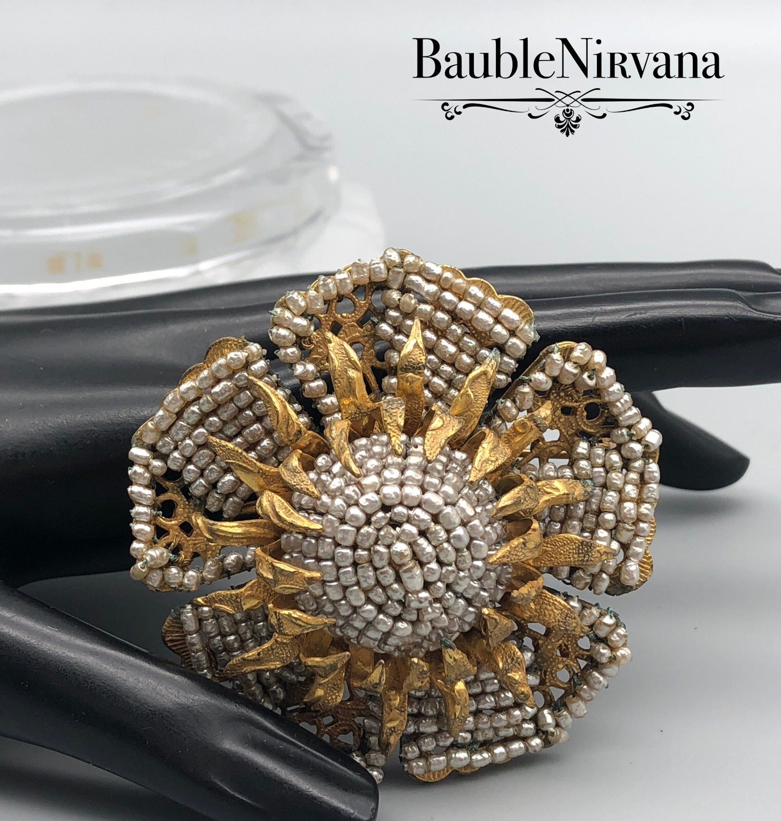 Gorgeous Vintage Miriam Haskell Pearl & Gold Dimensio… - Gem