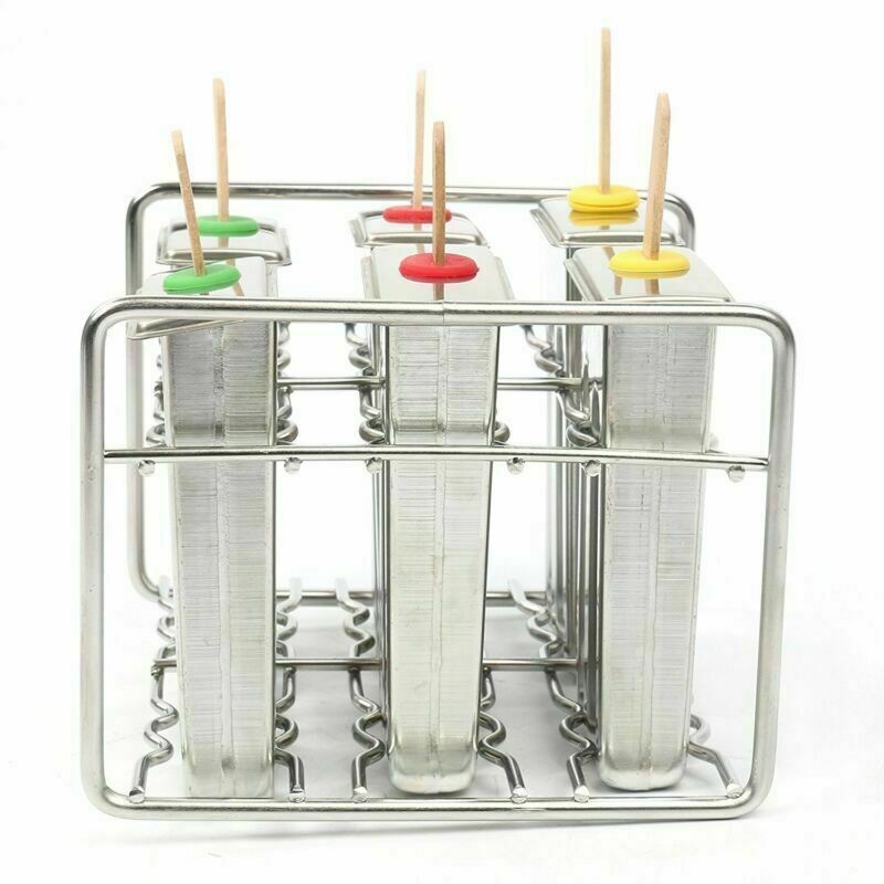 6 Pcs Popsicle Mold Rack Ice Cream Mold Frozen Treat Maker 50 Wooden ...
