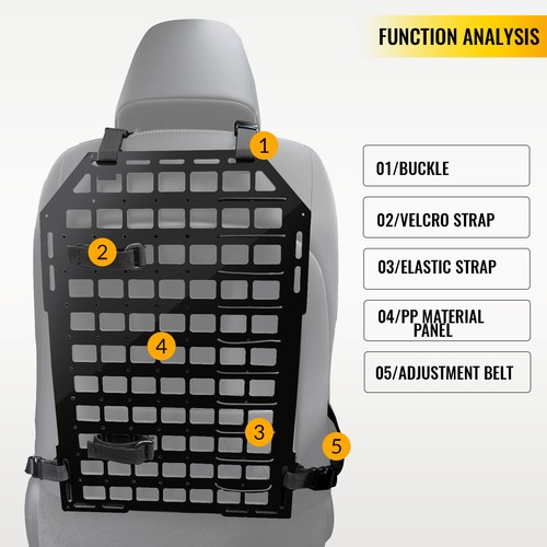 Universal Car Seat Back Tactical Shooting Rigid MOLLE Panel Vehicle ...