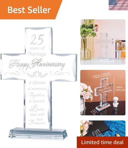 Wedding Anniversary Glass Cross Gifts for Wife Husband, Laser Engraved ...